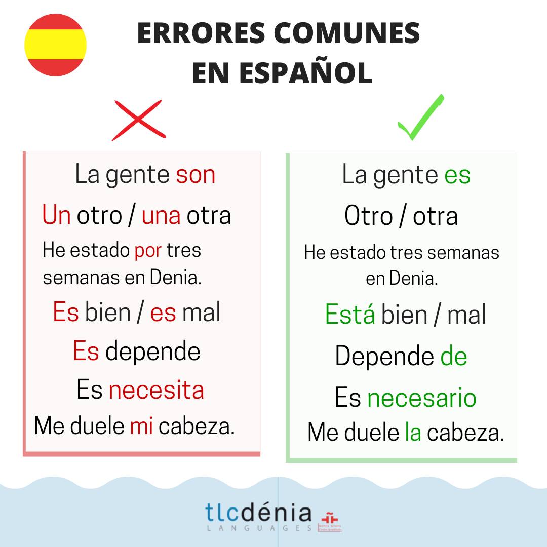 🇪🇸 Errores... - TLCdénia Escuela de español - Spanish School