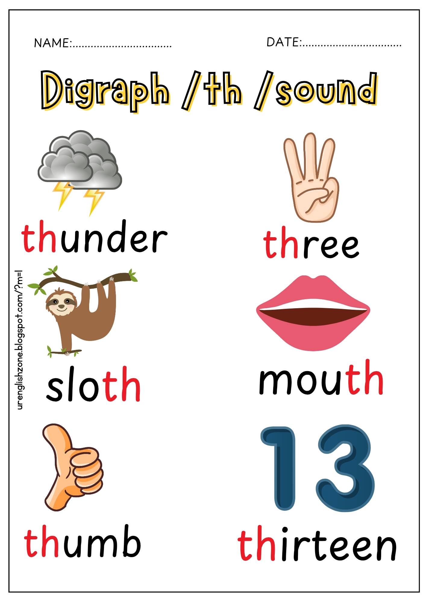 English Zone - Digraph TH Sound💥💥 Pdf👇... | Facebook