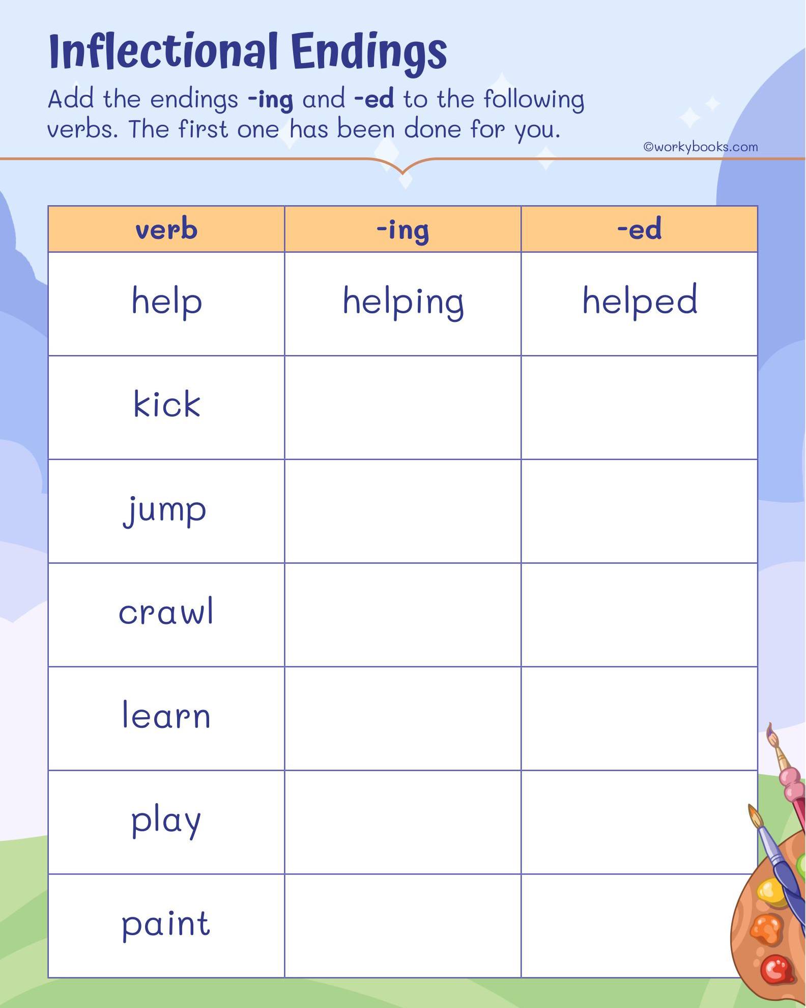 Workybooks - Grade 1 worksheet - Inflectional Endings... | Facebook