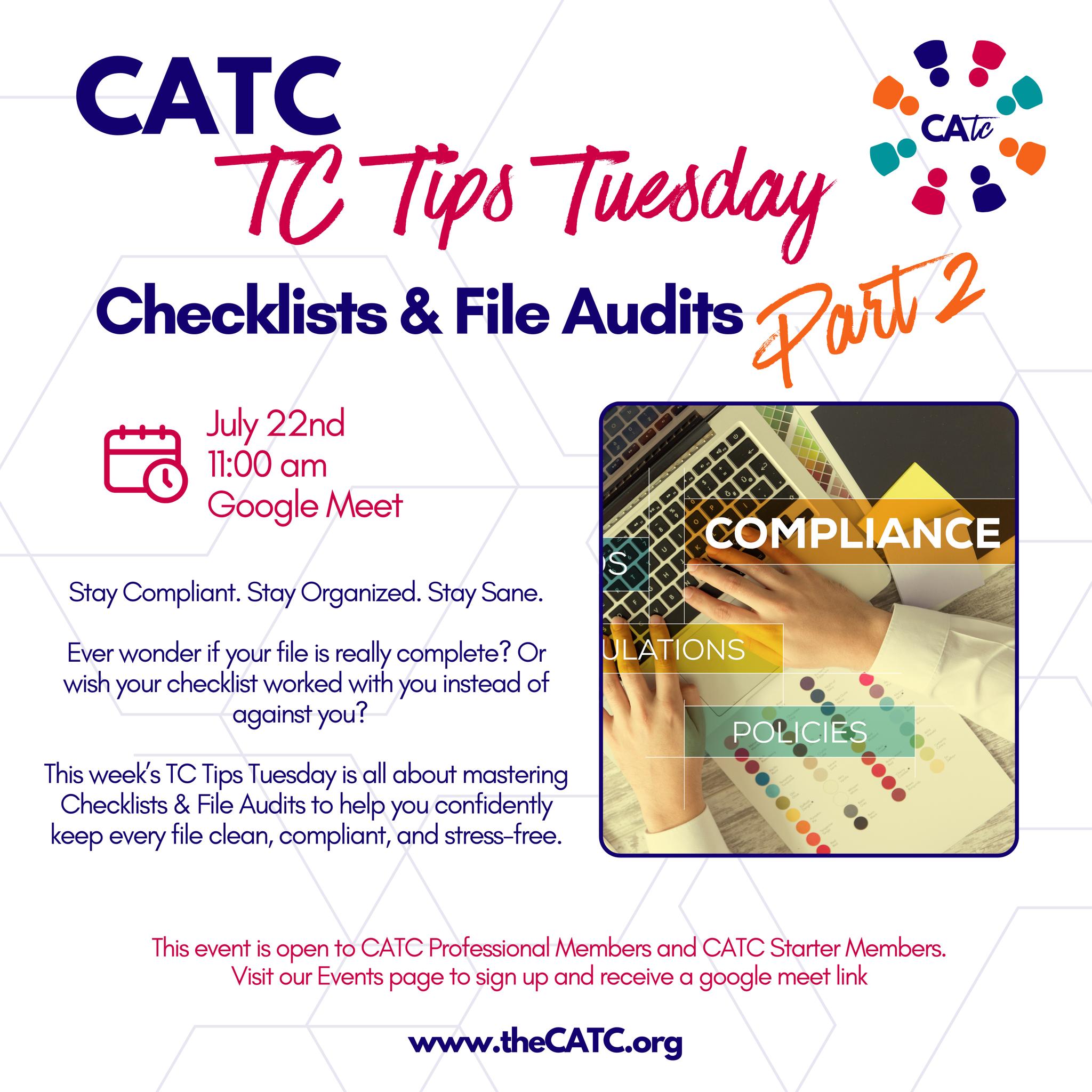 California - 📋🔍 TC Tips Tuesday: Checklists & File Audits Like a Pro ...
