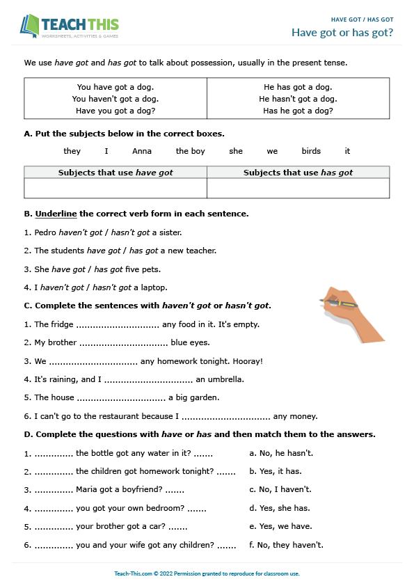 Teach-This.com - Have got or has got? ESL Have got and Has... | Facebook
