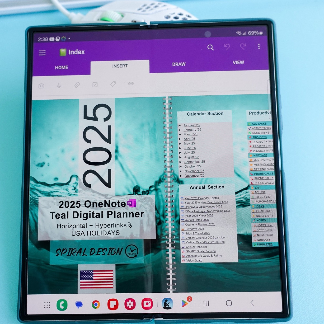 Teal Digital Planners for OneNote