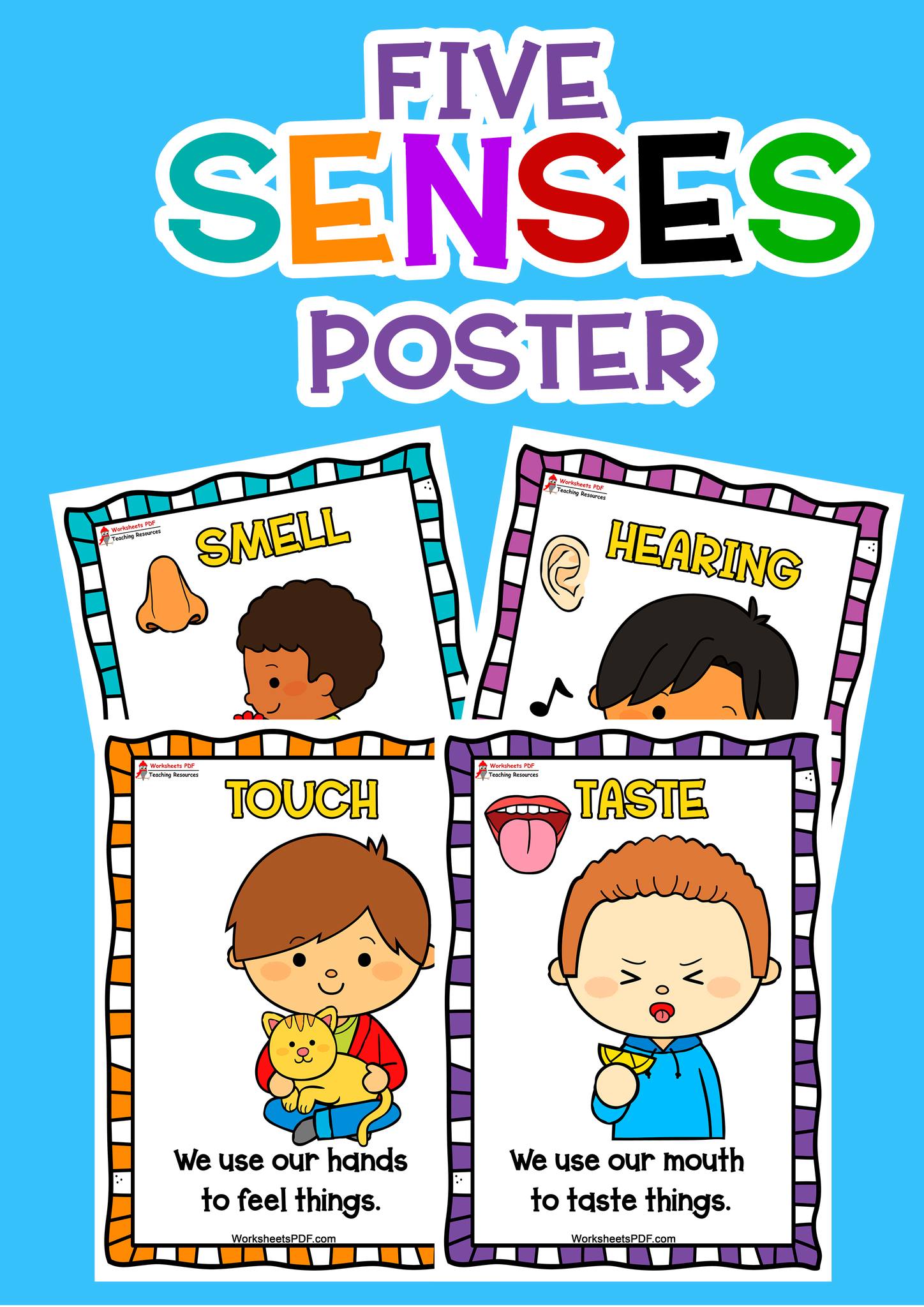 Worksheets PDF - Five Senses Posters Download PDF...
