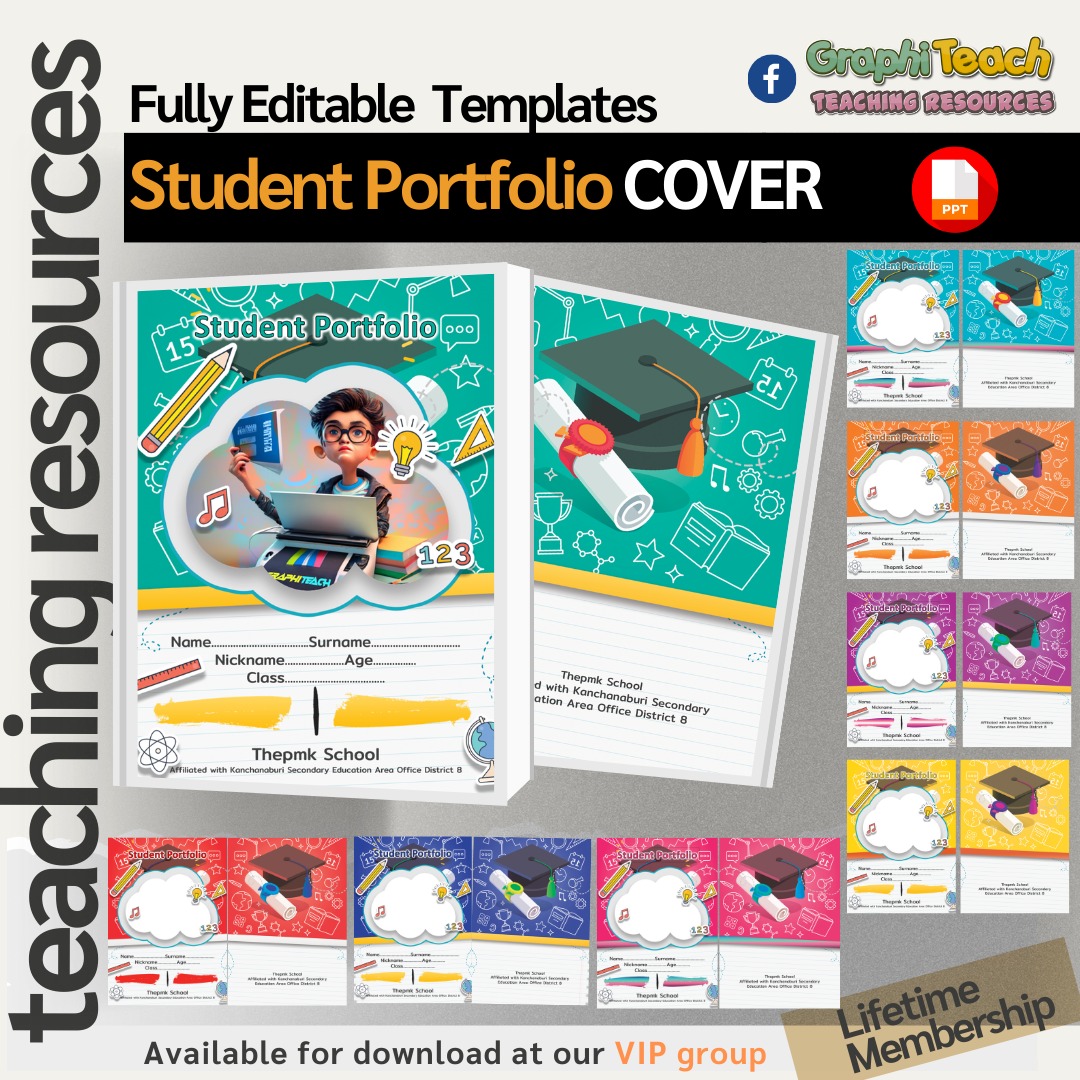 GraphiTeach - 🔴 Student Portfolio Cover Design Template ...