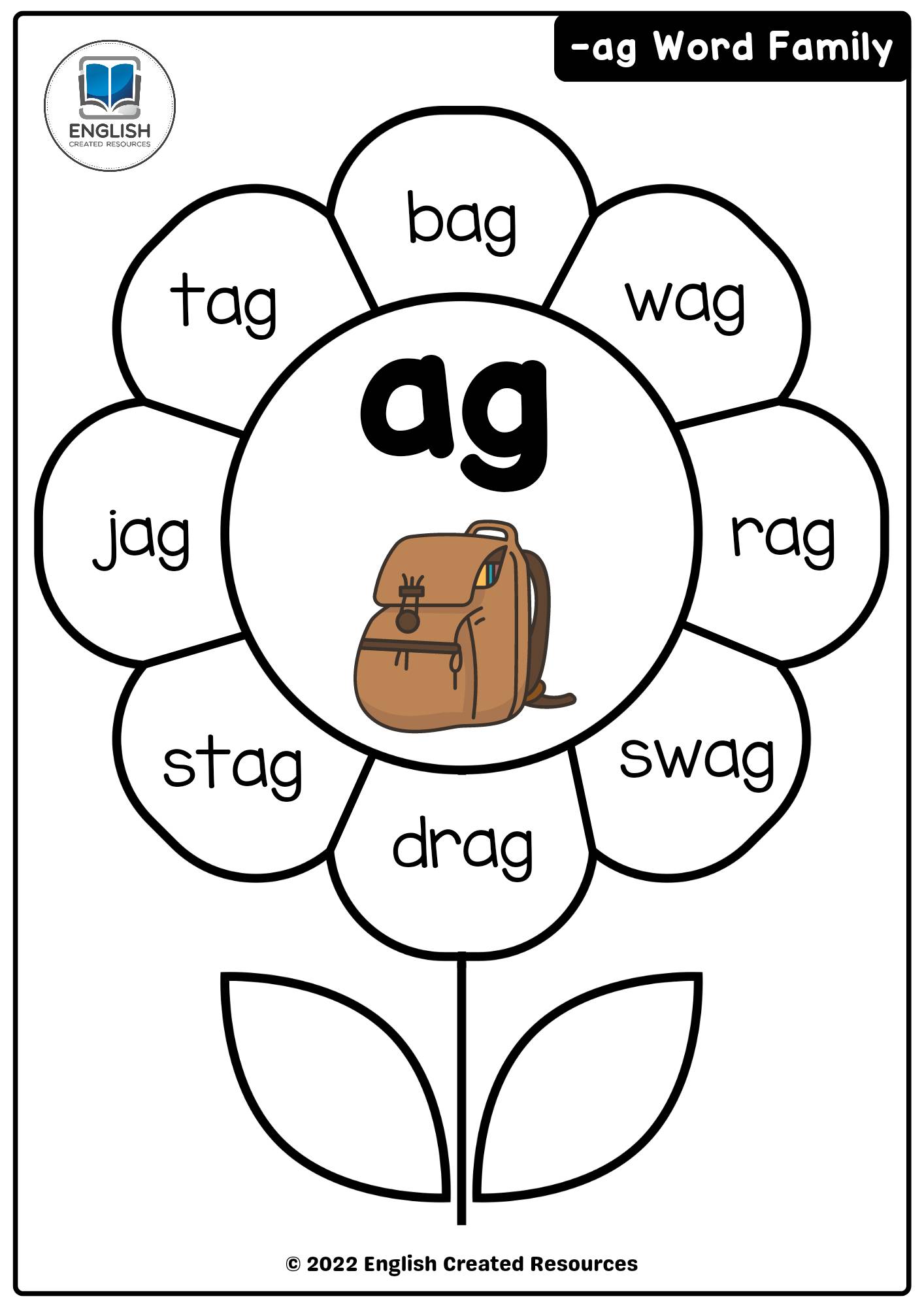 Free Printable Ag Word Family Worksheets