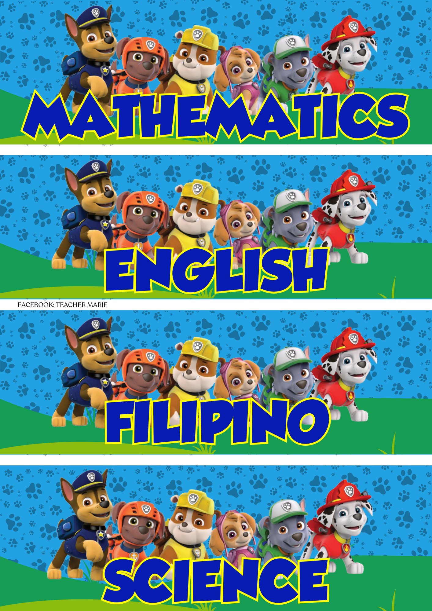 Teacher Marie - PAW PATROL SUBJECT LABEL | Facebook