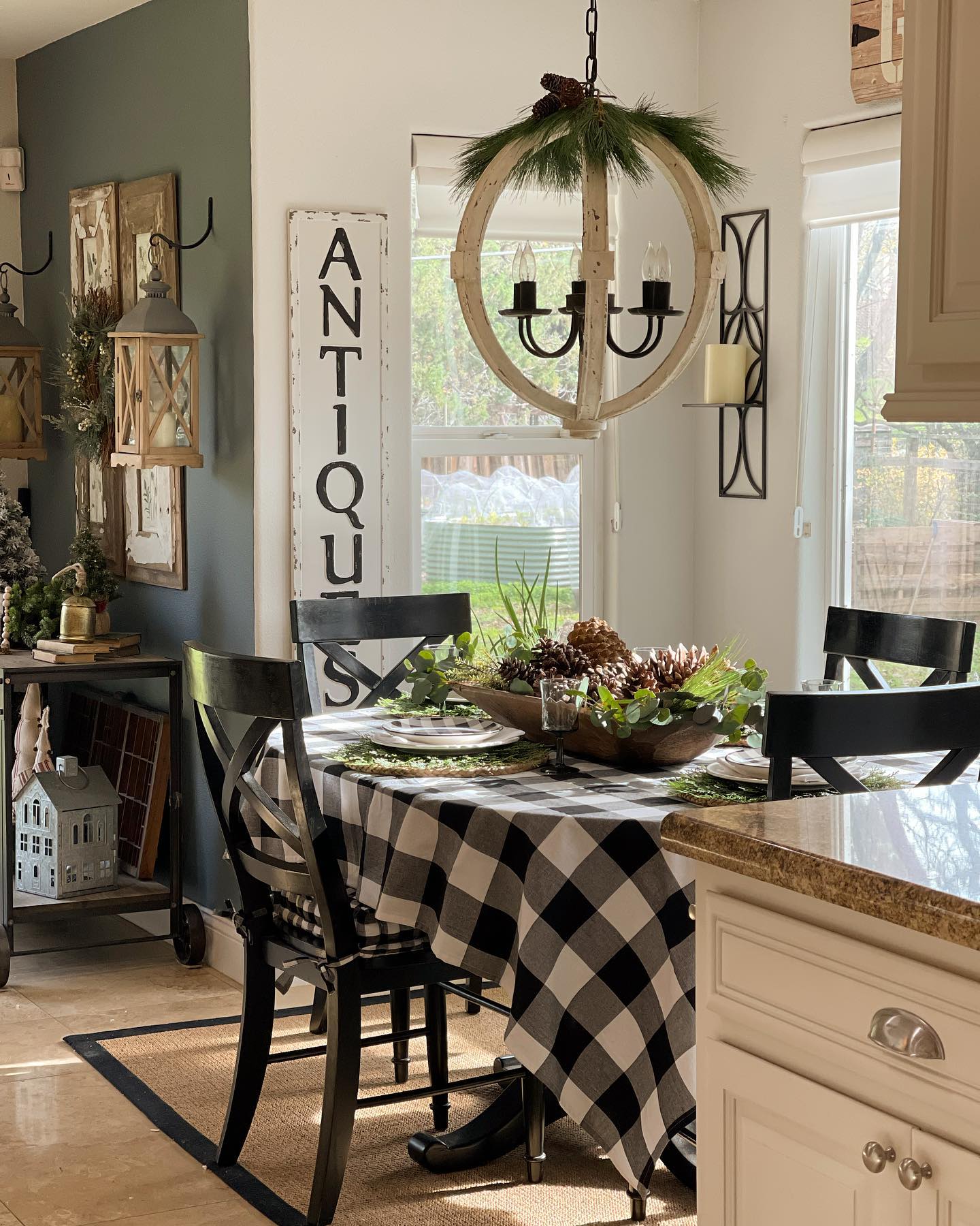 Farmhouse - 🖤 Classic farmhouse charm meets cozy dining! 🌿 The black ...