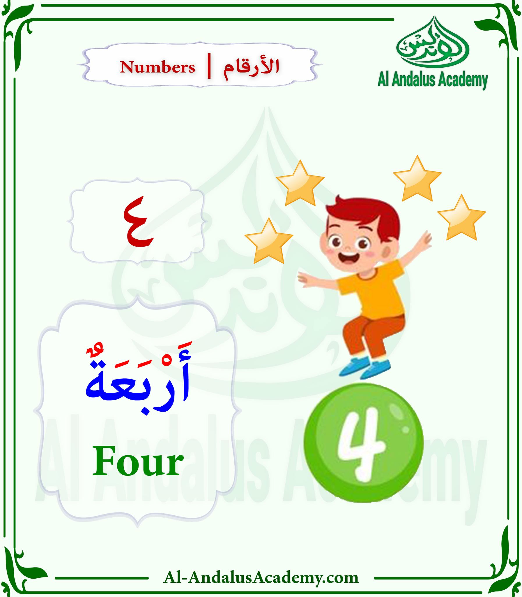 Numbers in Arabic - 4 🌟 Learn... - Al-Andalus Academy