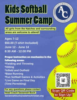 Adams - Kid’s Summer Softball Camp! Open to any girl in the Miss-Lou ...