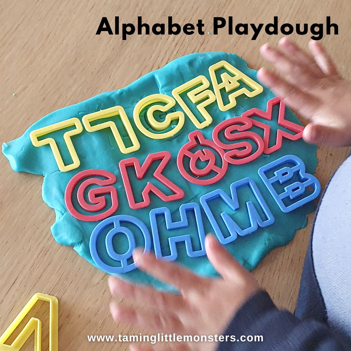 Alphabet playdough invitation to... - Taming Little Monsters