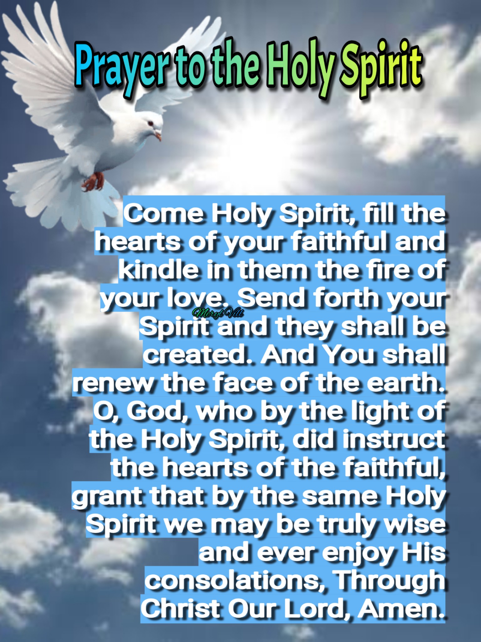 Blessed - Prayer to the Holy Spirit 🕊 Come Holy Spirit, fill the hearts ...