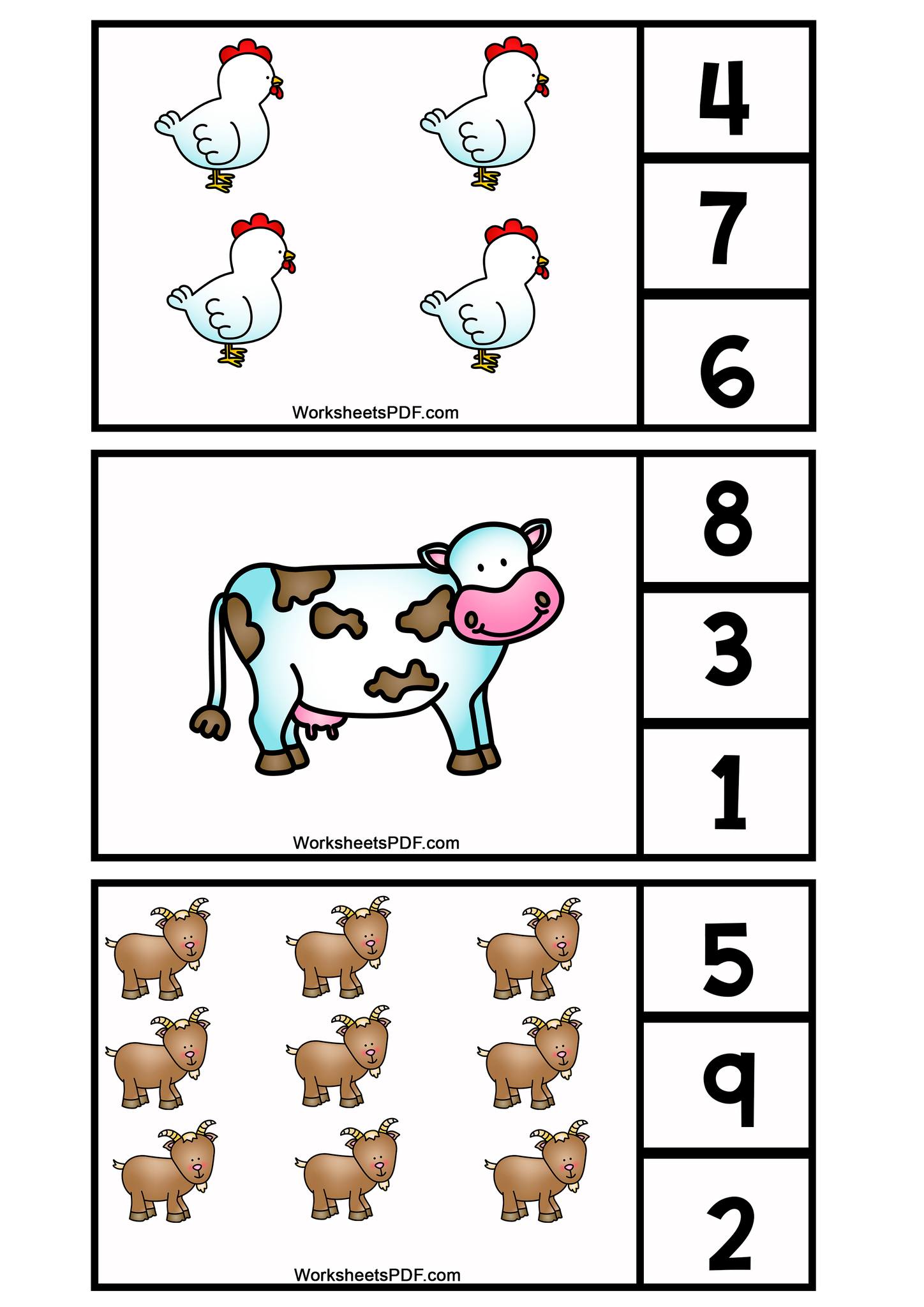 Worksheets PDF - Farm Count And Clip Cards Download PDF...
