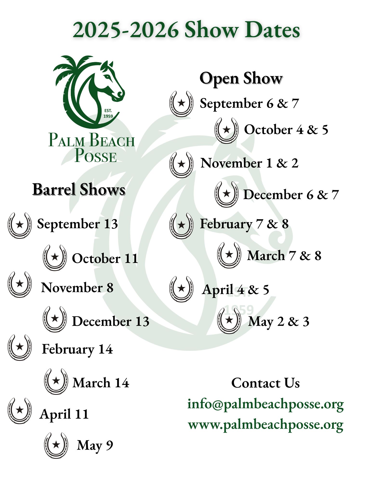 Palm - Mark your calendars!!!! The 2025-2026 Palm Beach Posse Show ...