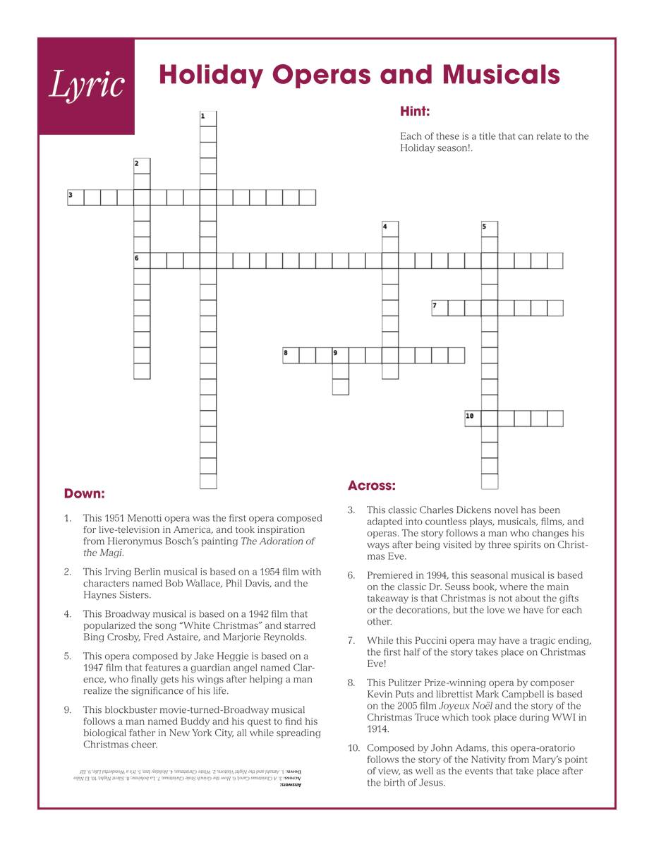 Happy National Crossword Puzzle... - Lyric Opera of Chicago | Facebook