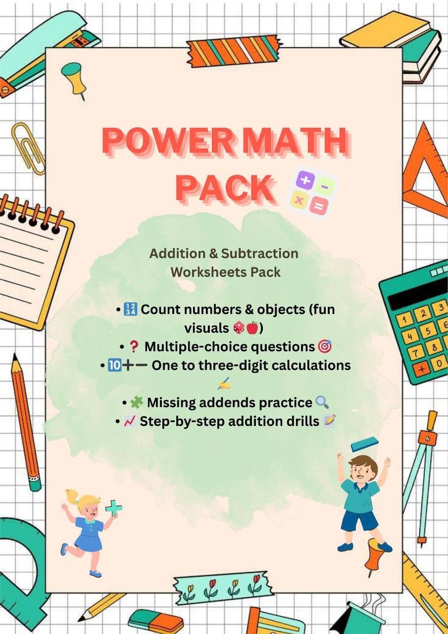KINDERGARTEN WORKSHEETS & RESOURCES👨‍👩‍👧‍👧 | 🧮 ADDITION & SUBTRACTION ...