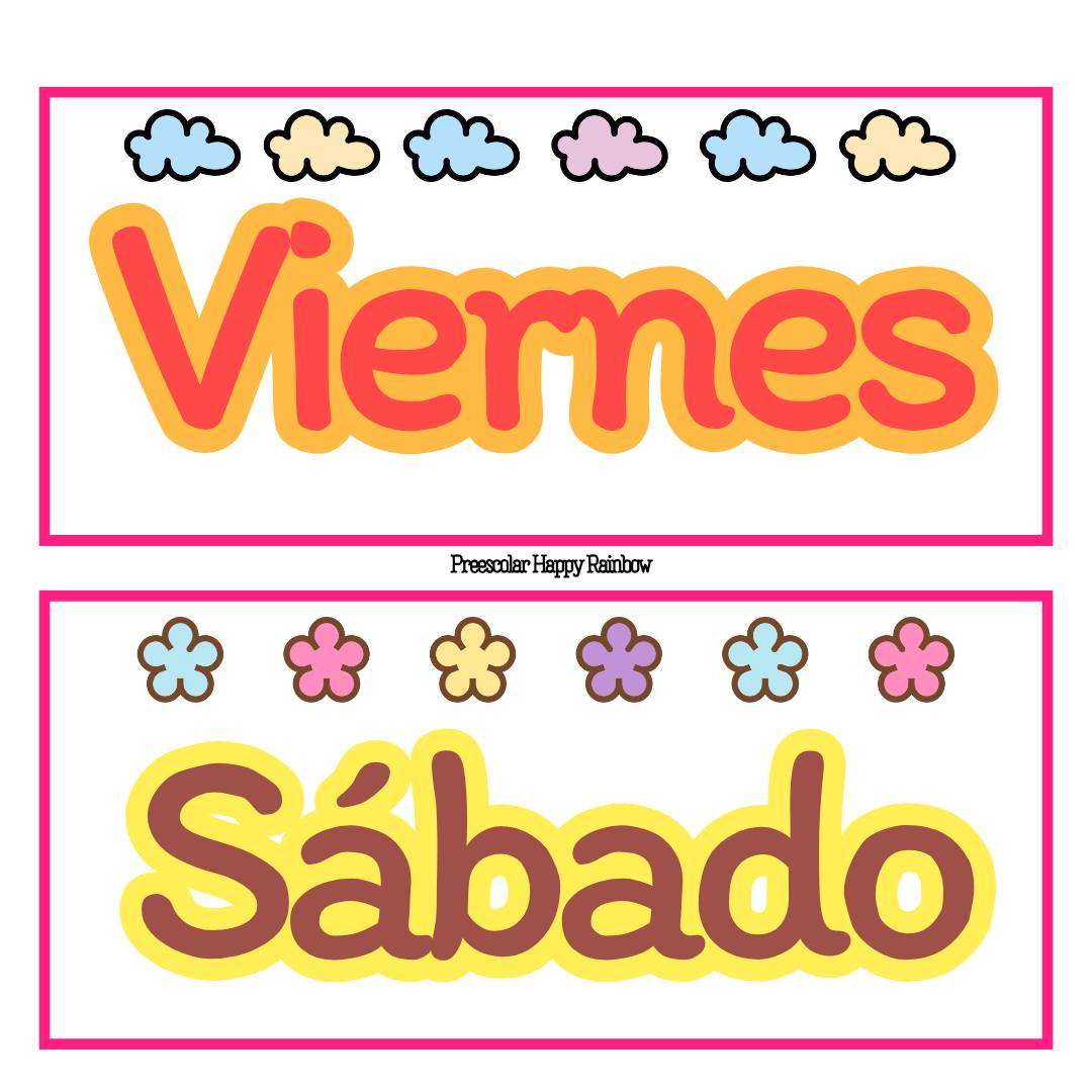 Días de la semana, con fondo... - Preescolar Happy Rainbow | Facebook