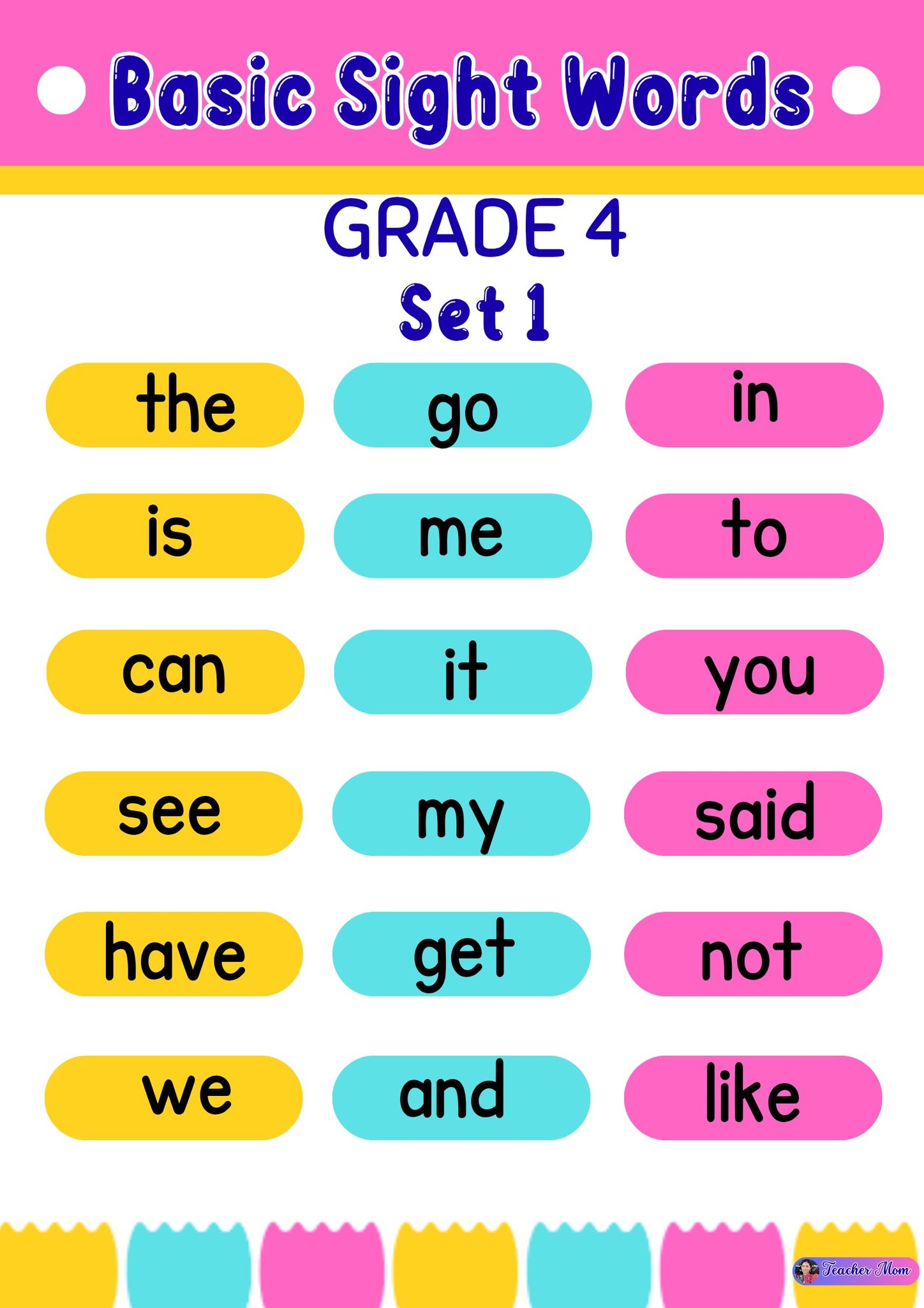 Teacher Mom - Grade 4 Basic Sight Words🩷💛🩵 Strictly DO... | Facebook