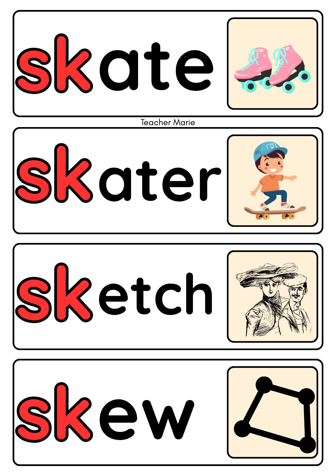 Teacher Marie - CONSONANT BLENDS SK BLENDS #teachermarie... | Facebook