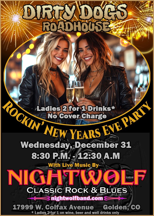 Rockin ‘New Years Eve Party’ with Nightwolf Ladies 2 for 1