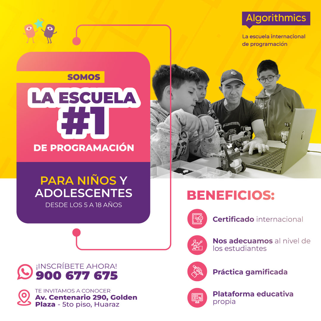 Algorithmics 🚀 ¡𝗦𝗼𝗺𝗼𝘀 𝗹𝗮 𝗲𝘀𝗰𝘂𝗲𝗹𝗮 𝟭 𝗱𝗲 𝗽𝗿𝗼𝗴𝗿𝗮𝗺𝗮𝗰𝗶𝗼́𝗻 𝗽𝗮𝗿𝗮 𝗻𝗶𝗻̃𝗼𝘀 𝘆 0127