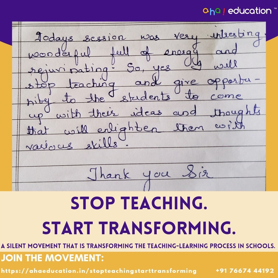 Aha education - One of many reflections shared by teachers...