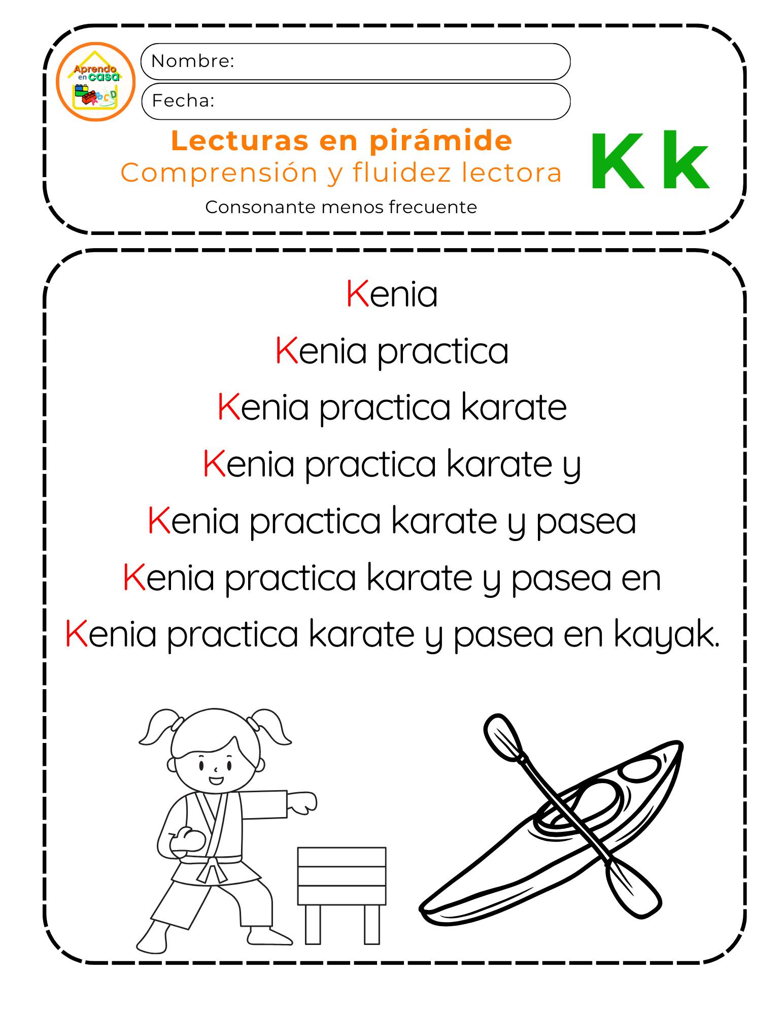 Aprendo - ⭐Lectura en pirámide con letra "k". | Facebook