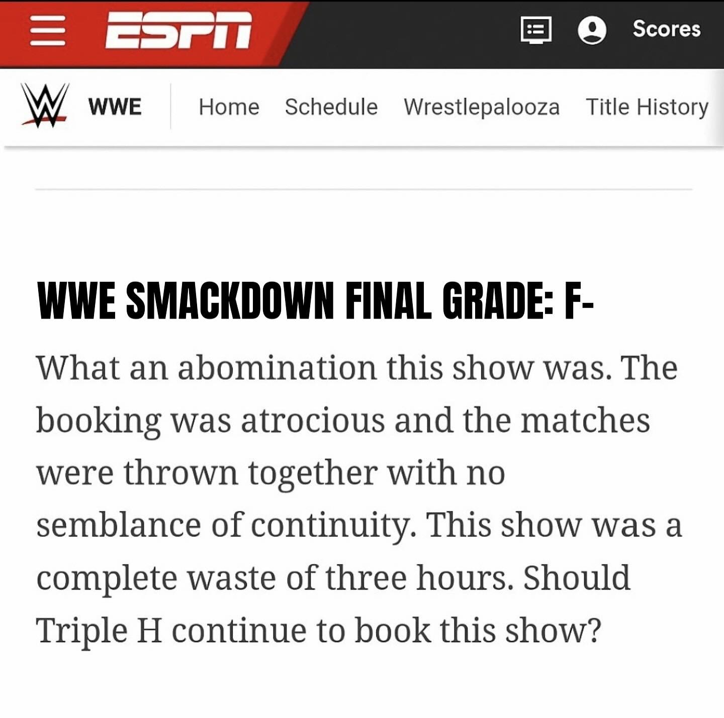 Triggered - #ESPN just released their Grade for #SmackDown Nov. 7 👀 # ...
