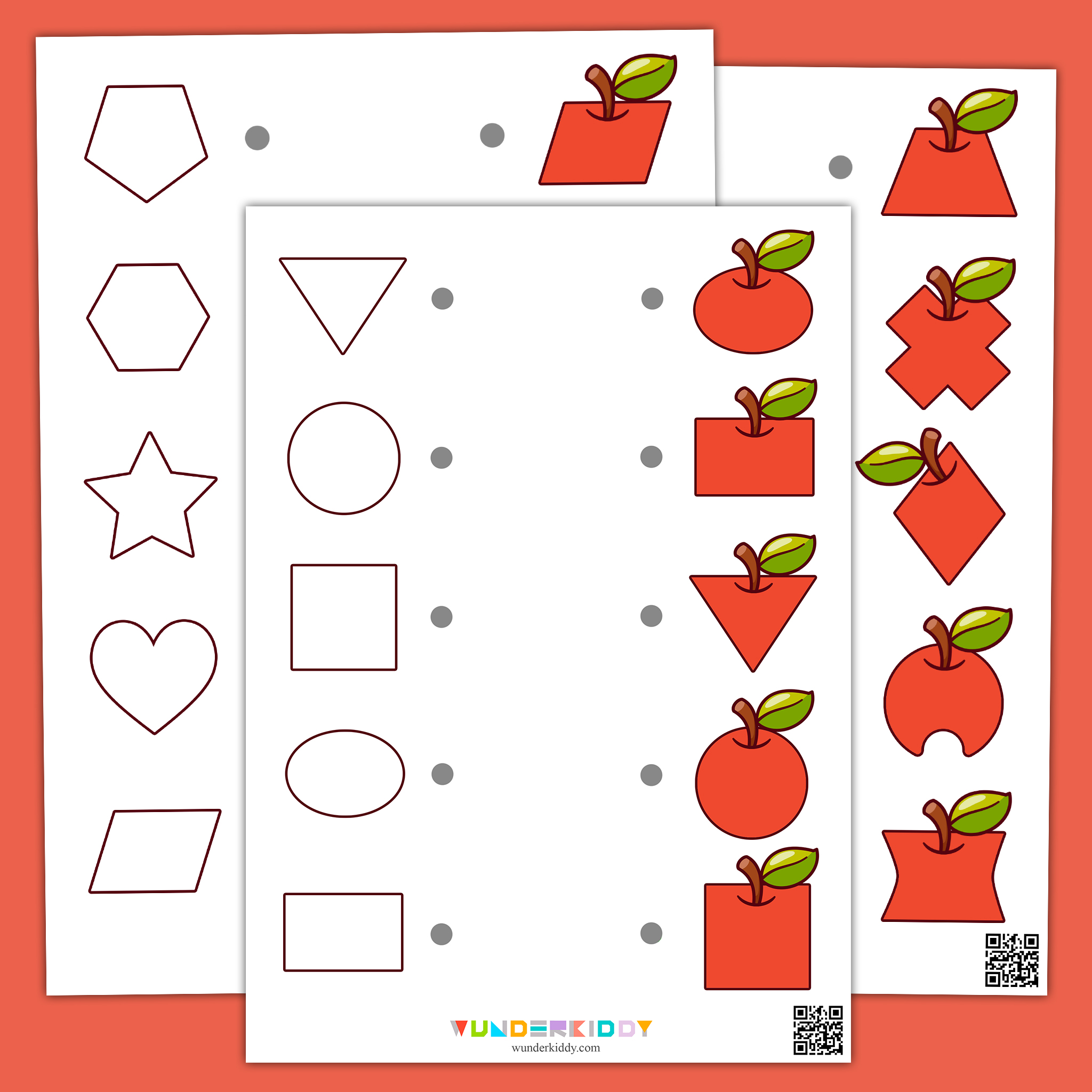 🍎Apple Shape Match Activity 🟢PDF:... - WunderKiddy - Free Printable ...