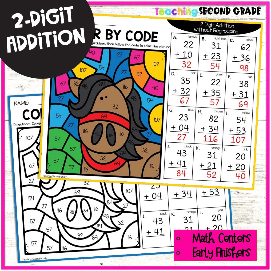 Free Farm Color Code 2 Digit... - Teaching Second Grade
