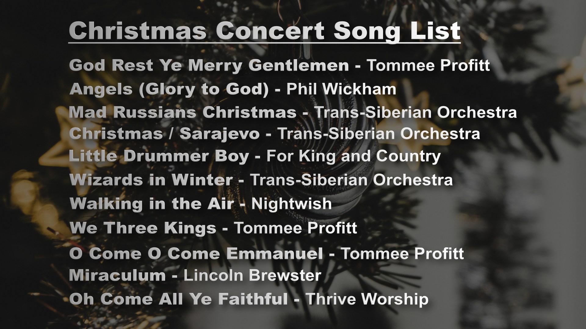 One - Christmas Concert set list! | Facebook