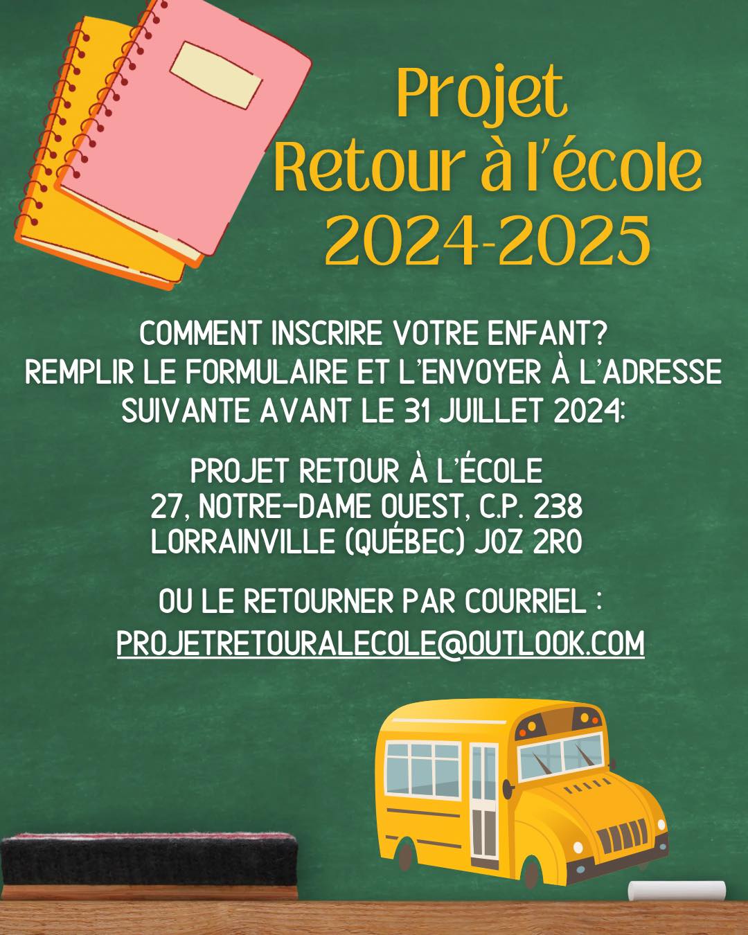 Projet Retour à l'école au Témiscamingue