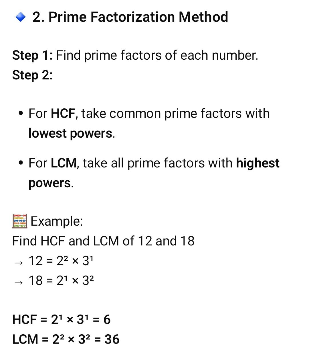 Mathematics - Prime factorisation method to find hcf and lcm | Facebook