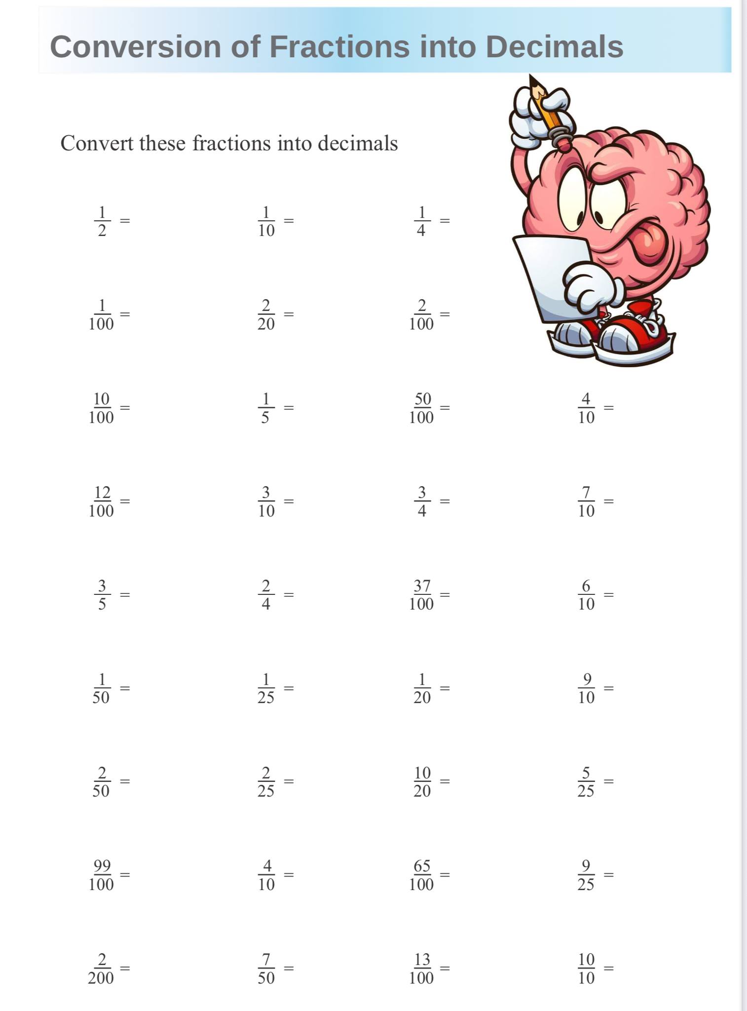 Learn - Ready to master fractions and decimals? 🔢 This worksheet helps ...