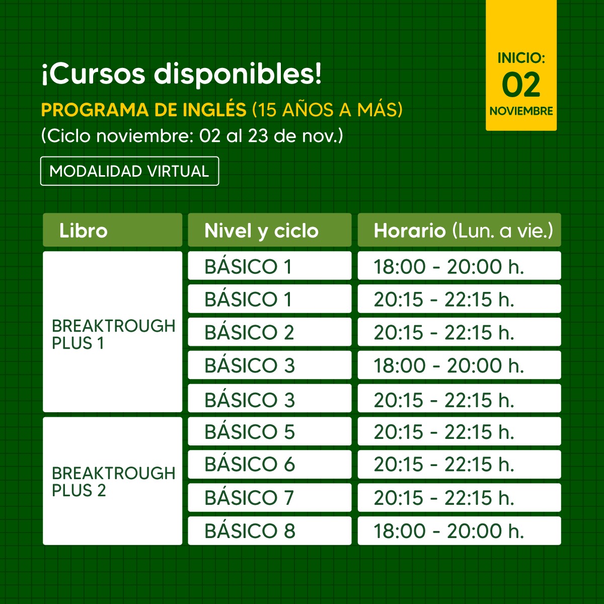 ¡Cursos disponibles para el... - Centro de Idiomas UNALM
