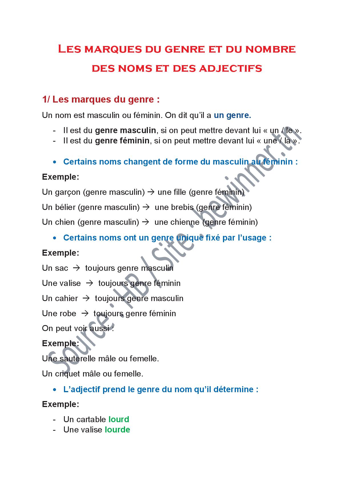be winner - Résumé : Les marques du genre et du nombre des...
