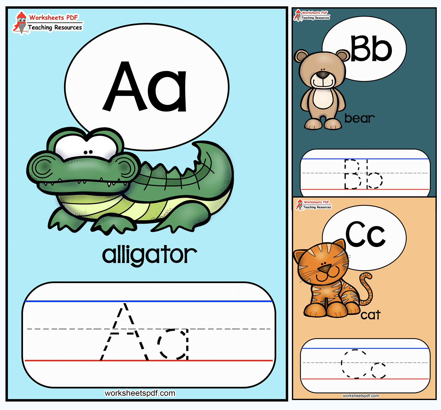 Worksheets PDF - Animal Alphabet Tracing Card Download... | Facebook