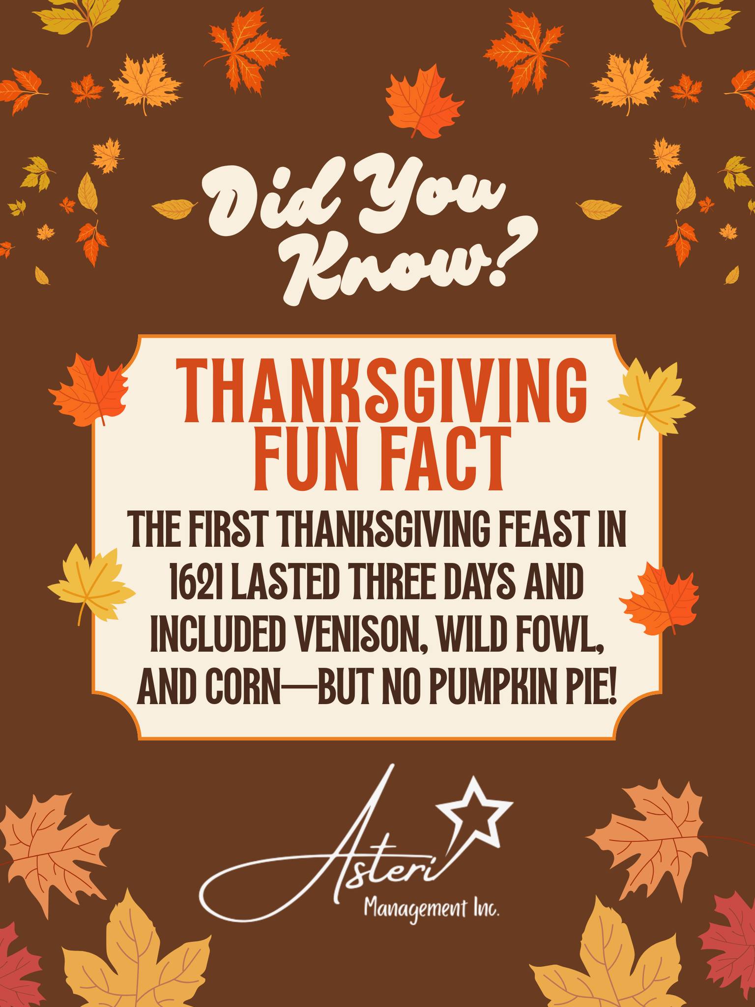 Asteri - 🎉 Fun Fact Friday: Thanksgiving Trivia 🦃 Did you know the ...