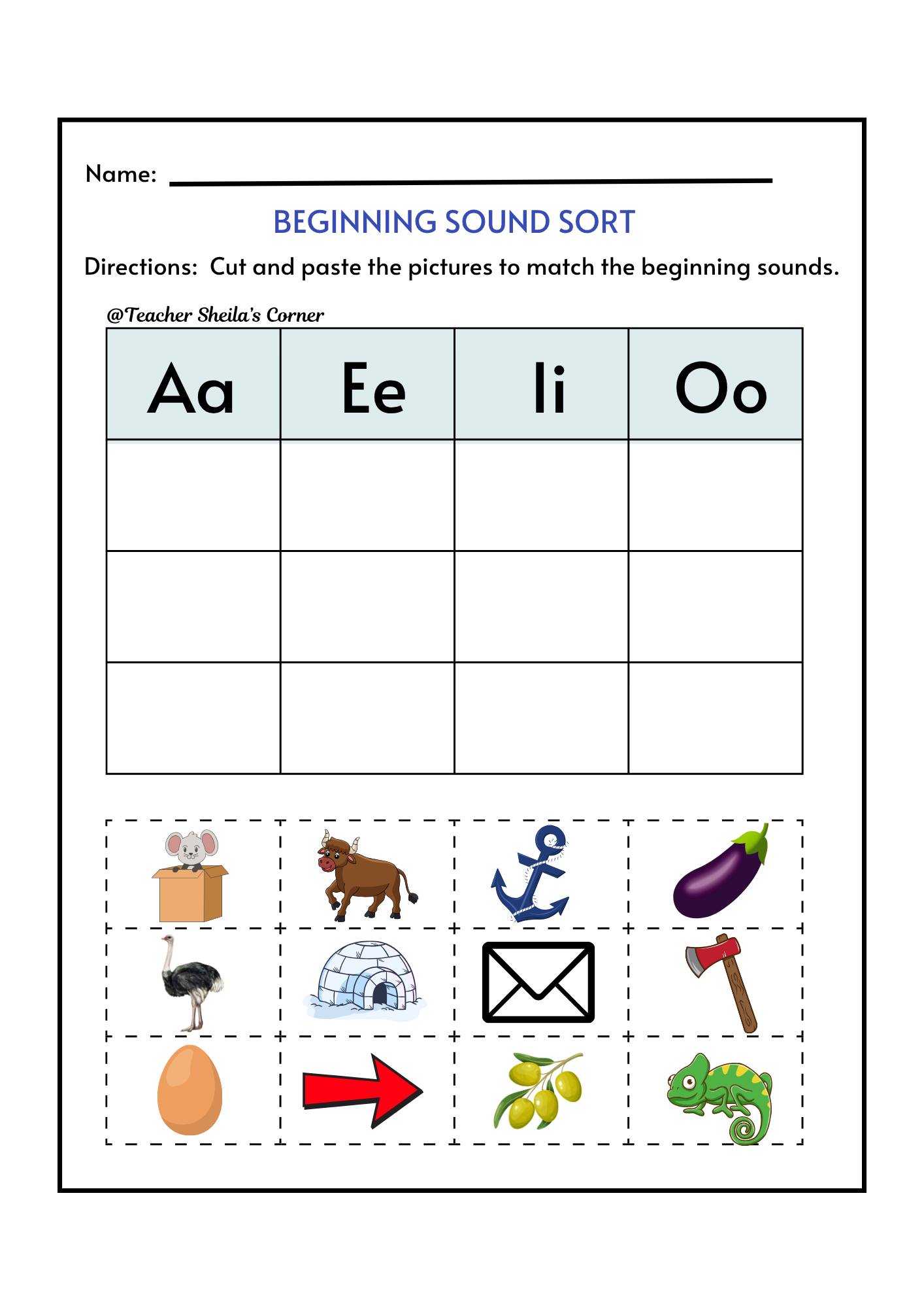 Beginning Sound Sorting Activity... - Teacher Sheila's Corner | Facebook
