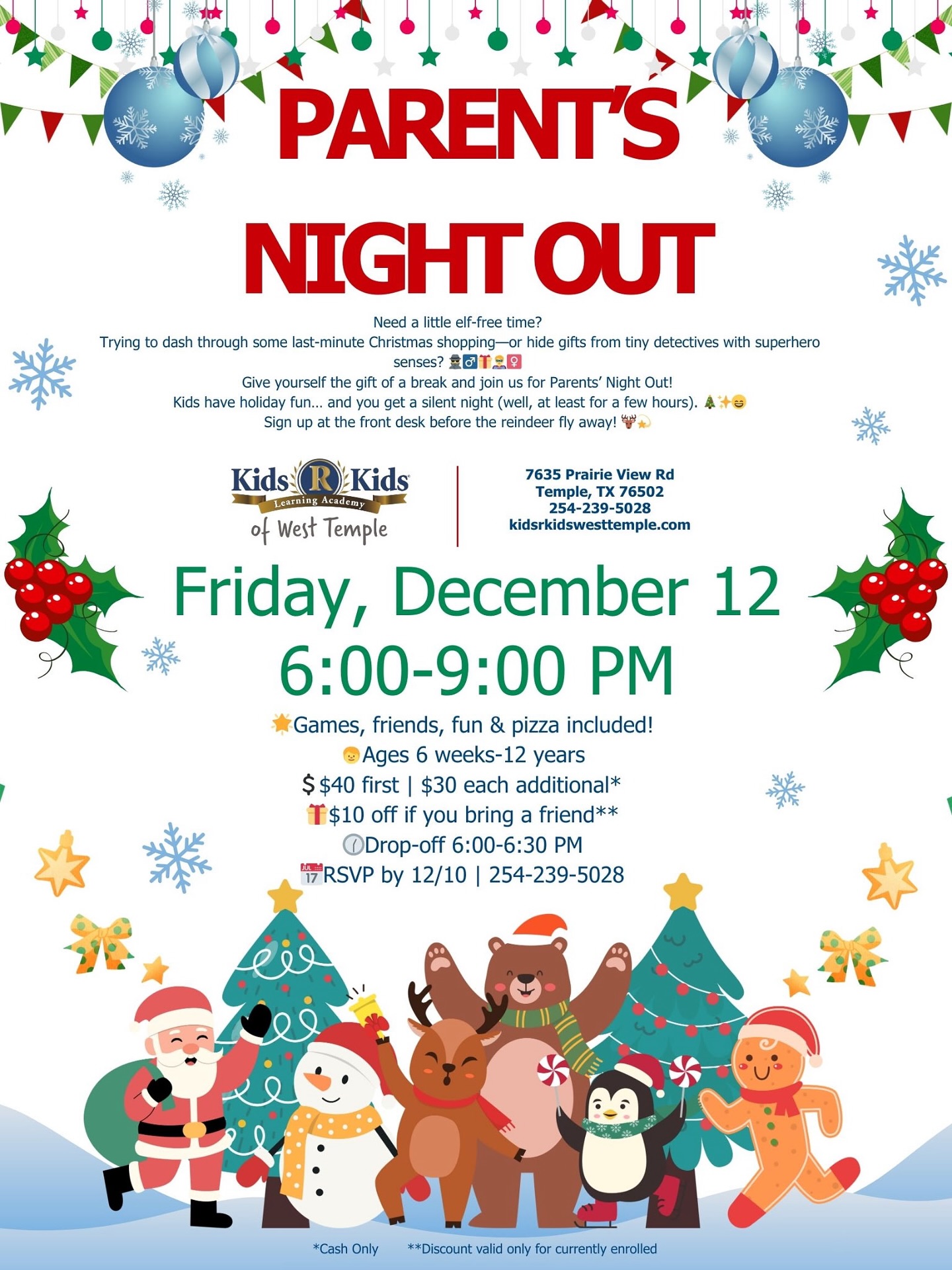Kids - 🎄 Parents’ Night Out is HERE! 🎄 Need a little holiday breather ...