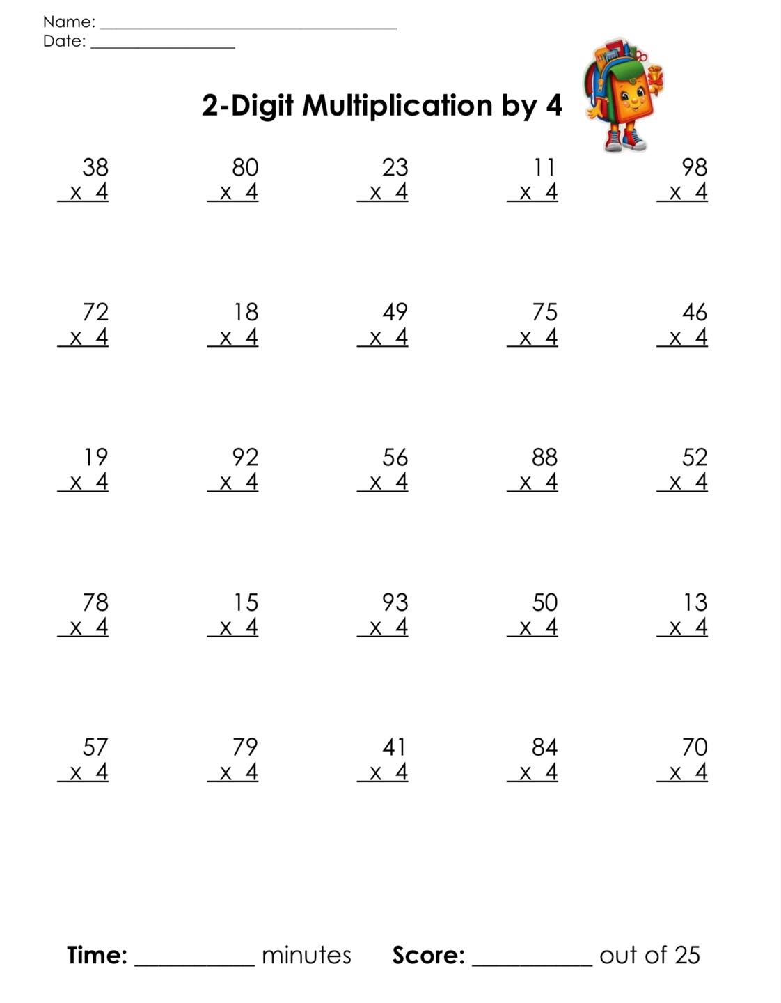Learn - ️ 2-Digit Multiplication by 4 Practice ️ Help learners build ...