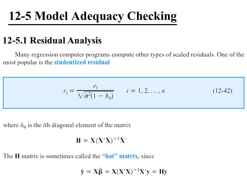Model Adequacy Checking Statistics For Fun 0714