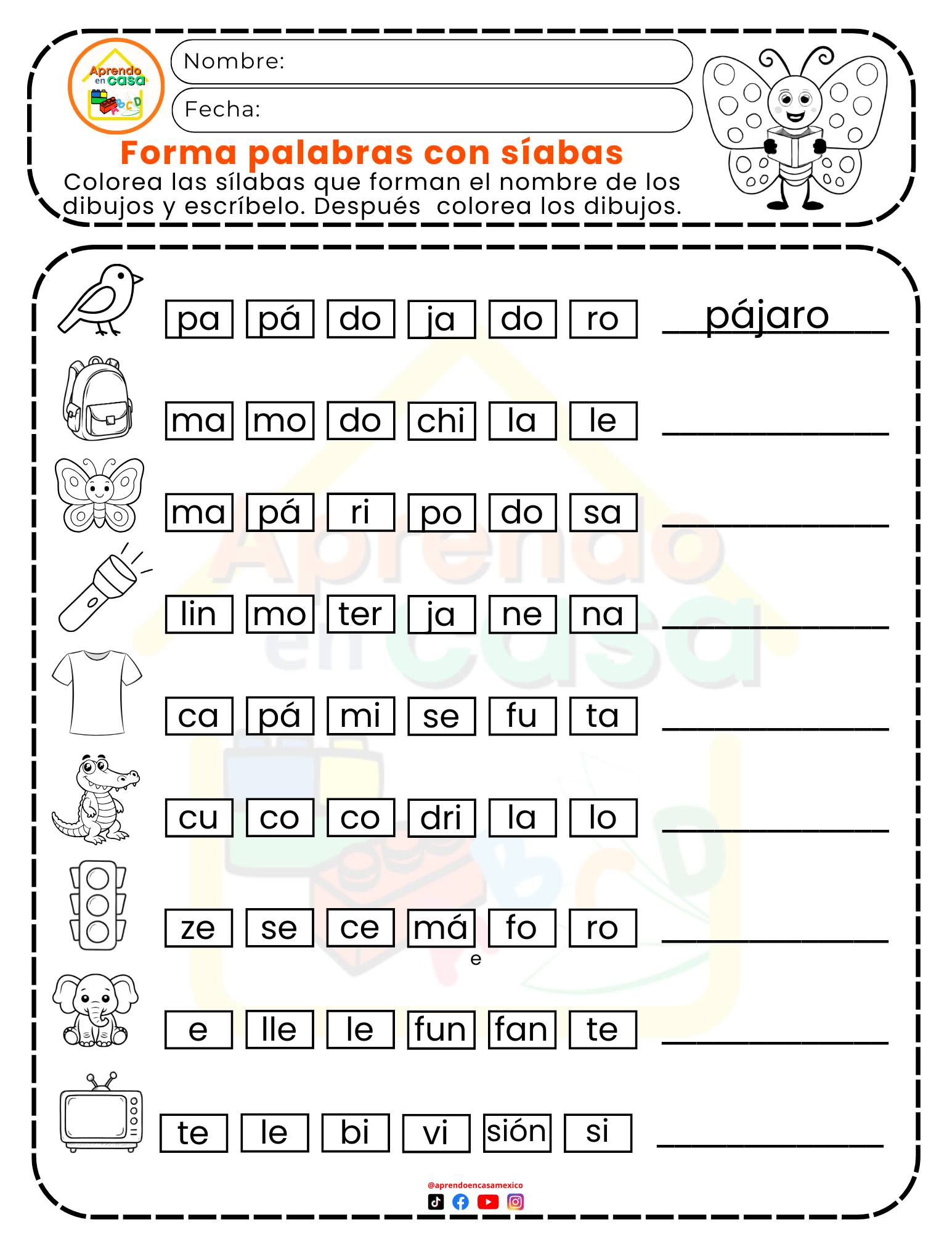 Aprendo - 🌟Ejercicio para trabajar las sílabas con niños que están ...