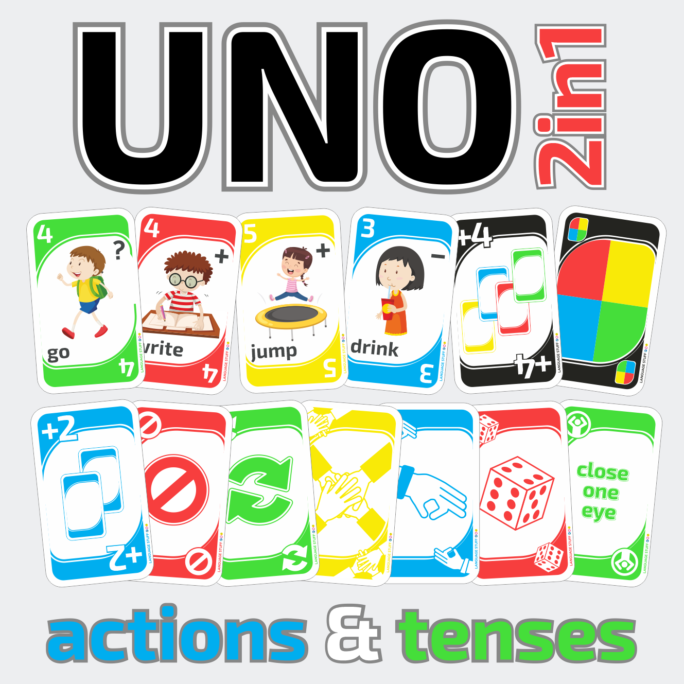 Language Stuff - 🔥 NEW GAME! 🃏 UNO Actions&Tenses 🔩 The...