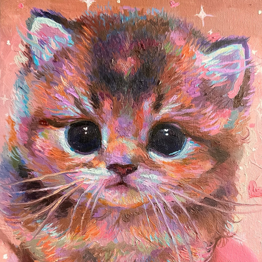 designism - [ Artist Design – Kitty Oil Painting ]... | Facebook
