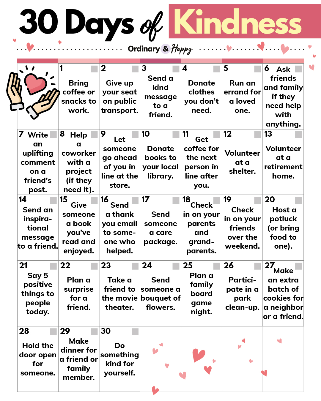 Ordinary - Our 30 days of kindness is a great month-long activity you ...