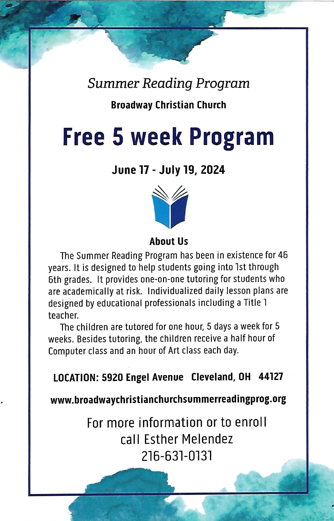 Broadway Christian Church Summer Reading Program