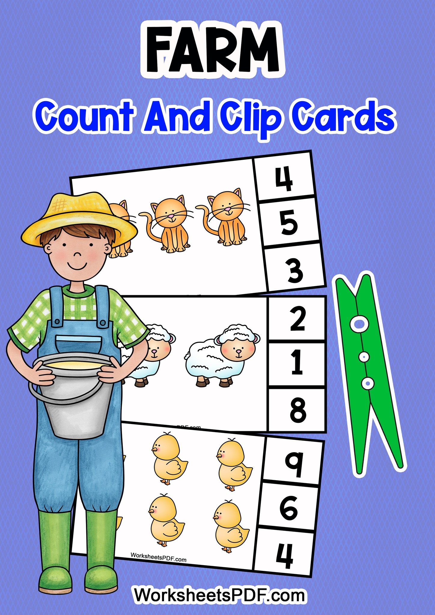 Worksheets PDF - Farm Count And Clip Cards Download... | Facebook