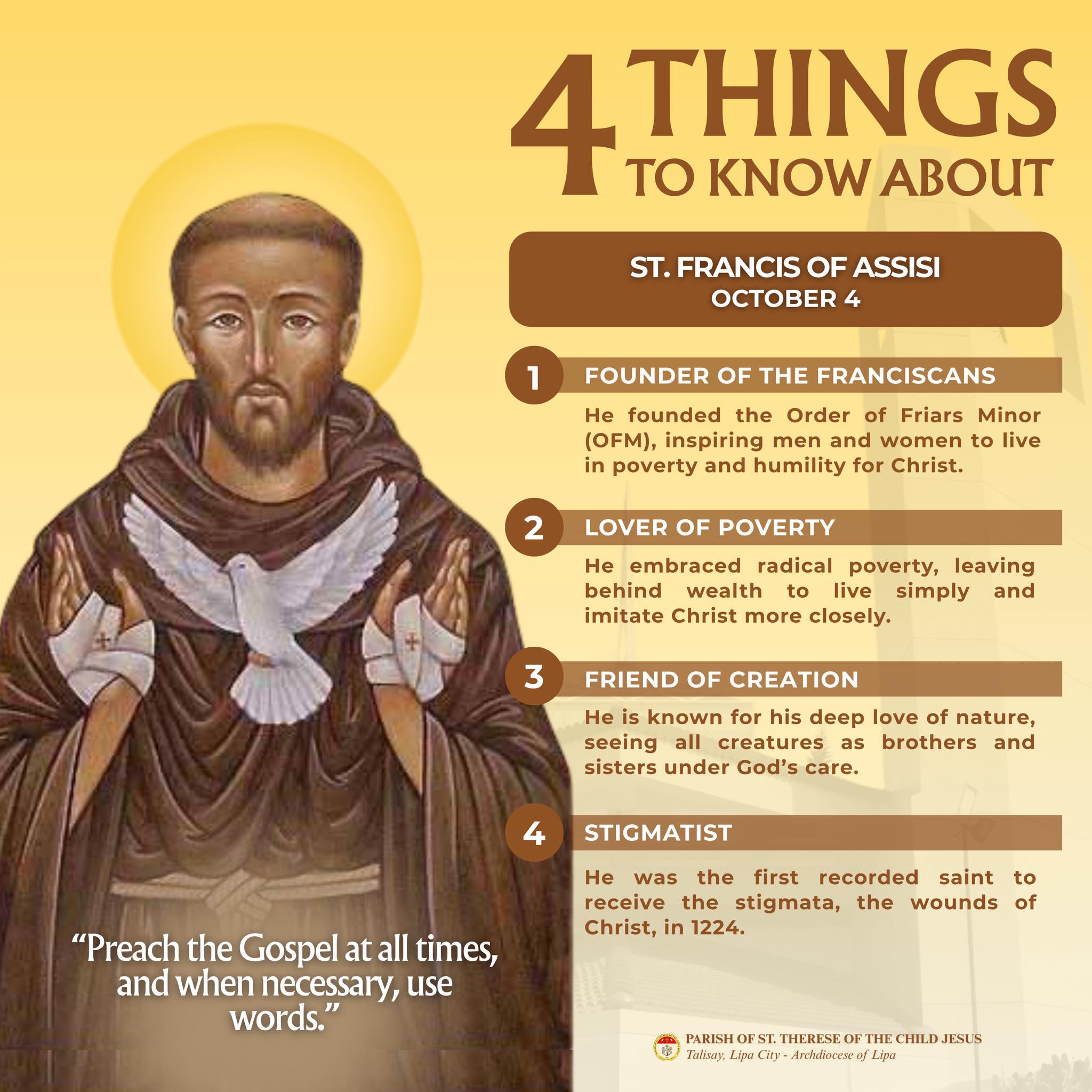 St. - October 4 || St. Francis of Assisi Prayer to St. Francis of ...