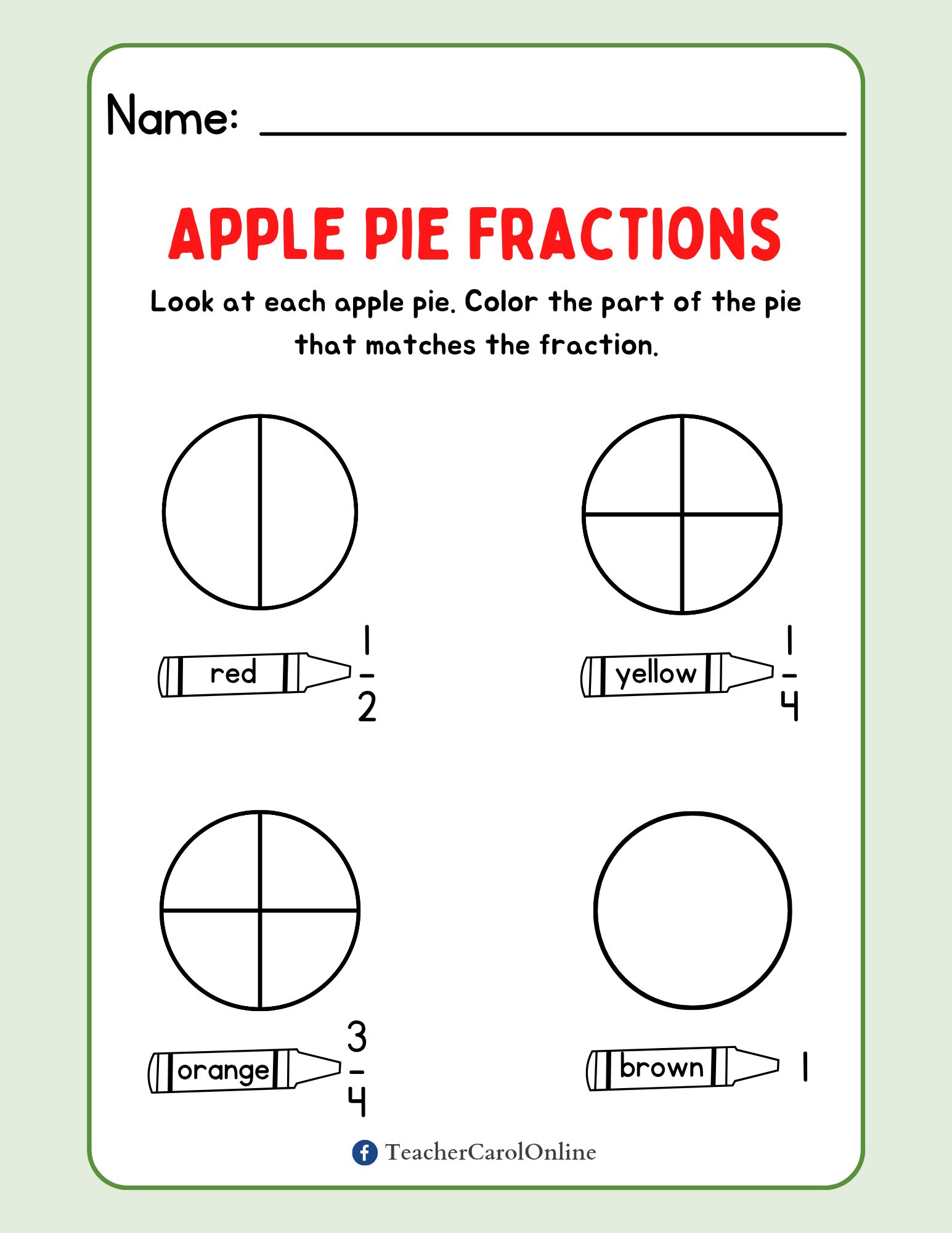 Kindergarten Teacher Ako | Color half, one quarter, three quarters and ...