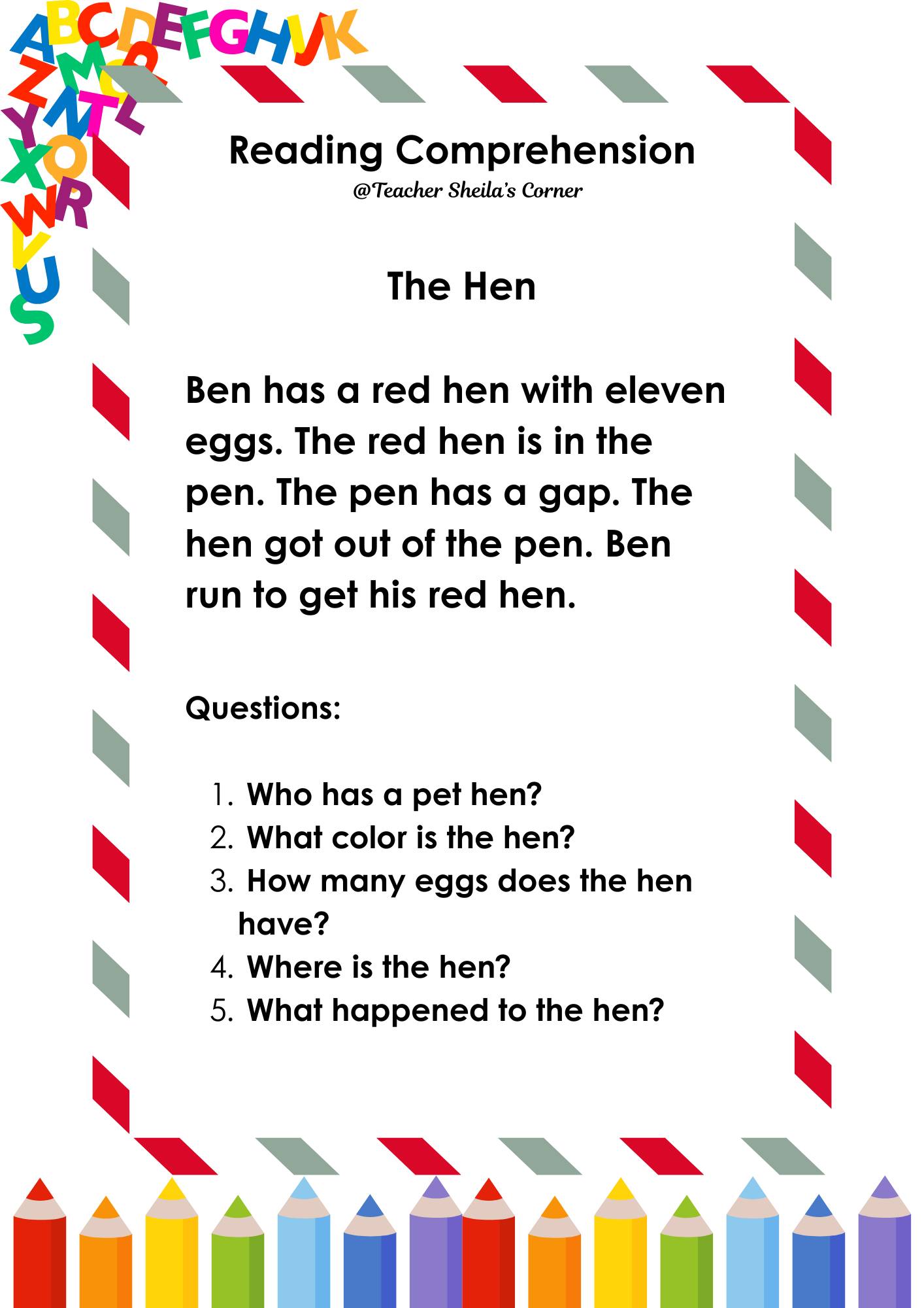 Teacher - Reading Comprehension 😊 MORE PDF IMs and Worksheets posted at ...